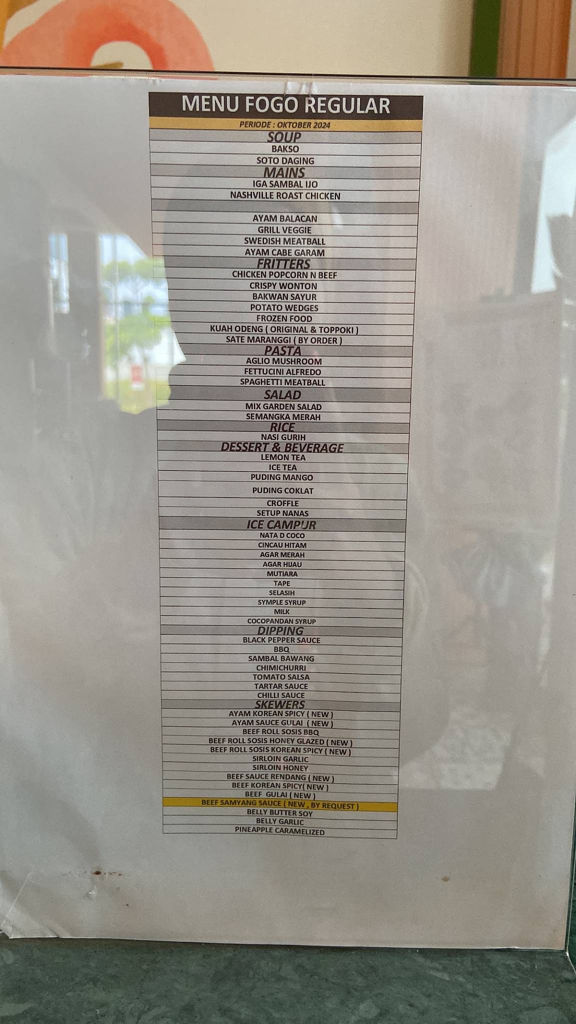 Menu at Fogo Brazilian BBQ - Sumarecon Bekasi, Bekasi Regency