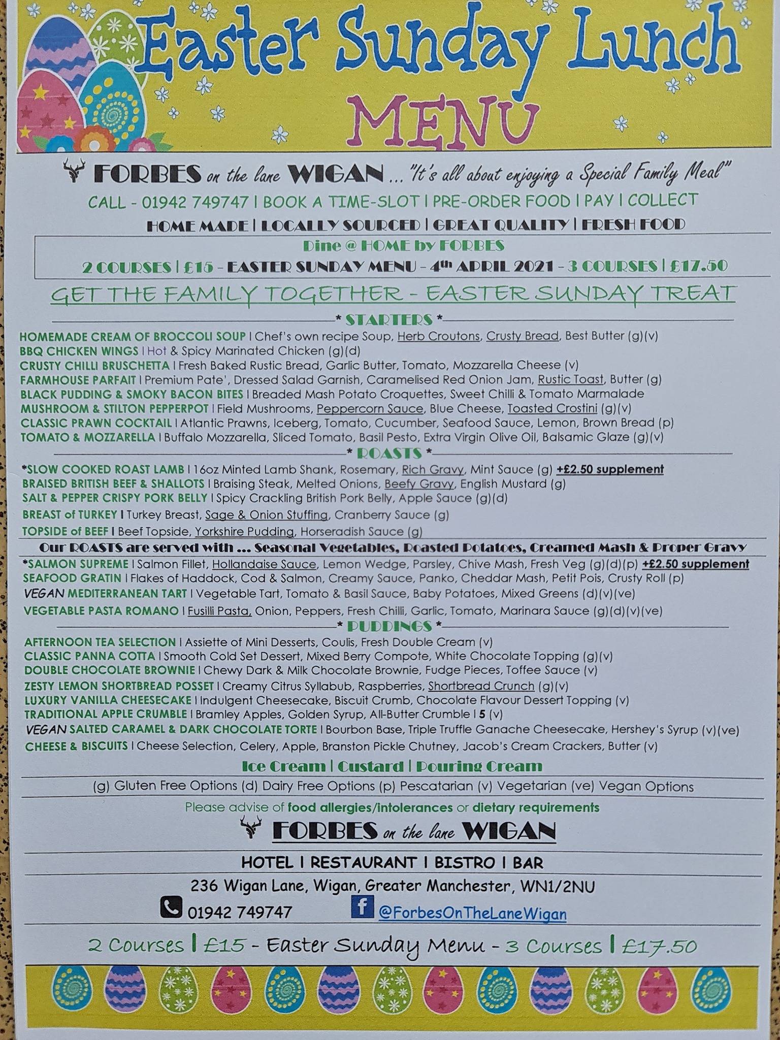 Menu at Forbes on the Lane pub & bar, Wigan