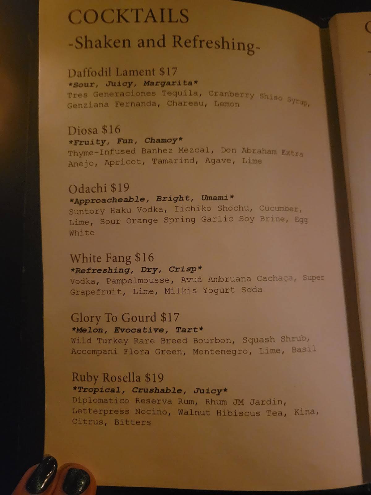 Menu at Foreign National pub & bar, Seattle