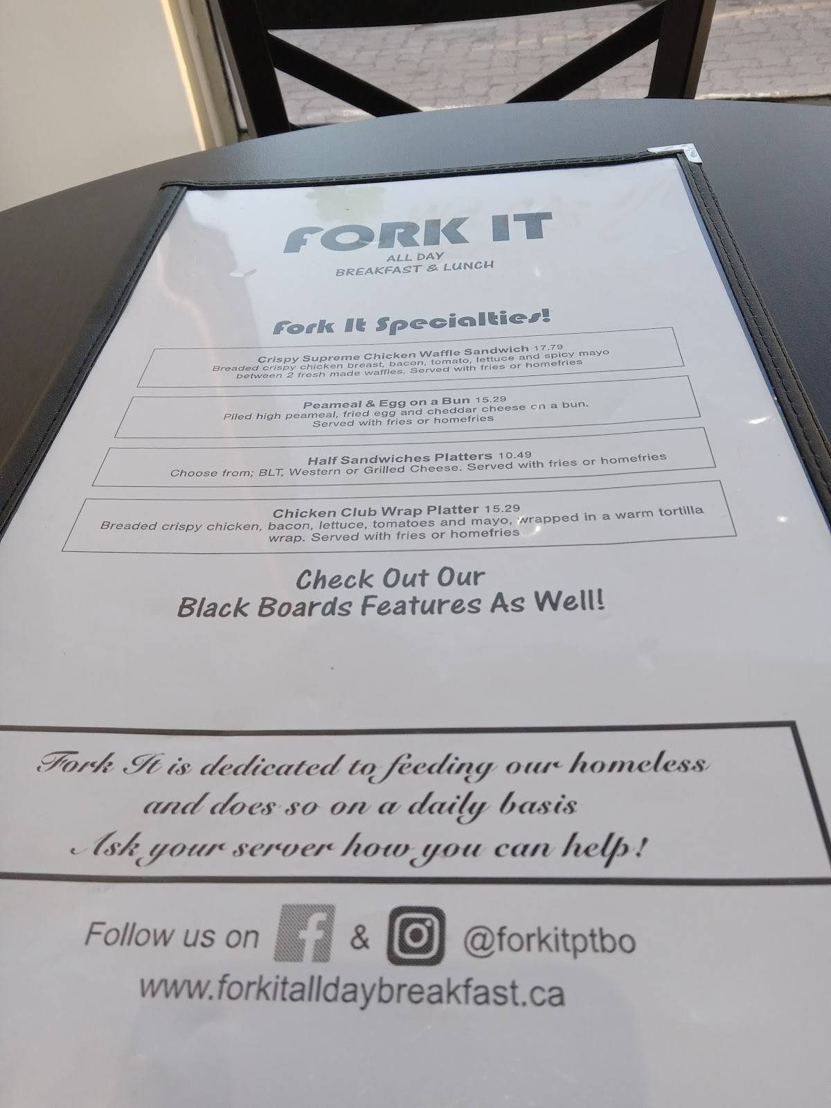 Menu at Fork It restaurant, Peterborough