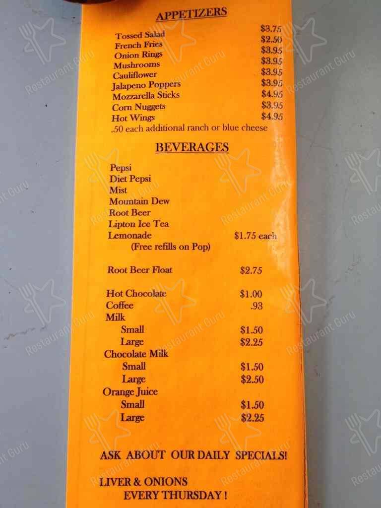 Menu at The Fort Diner restaurant, Fort Madison