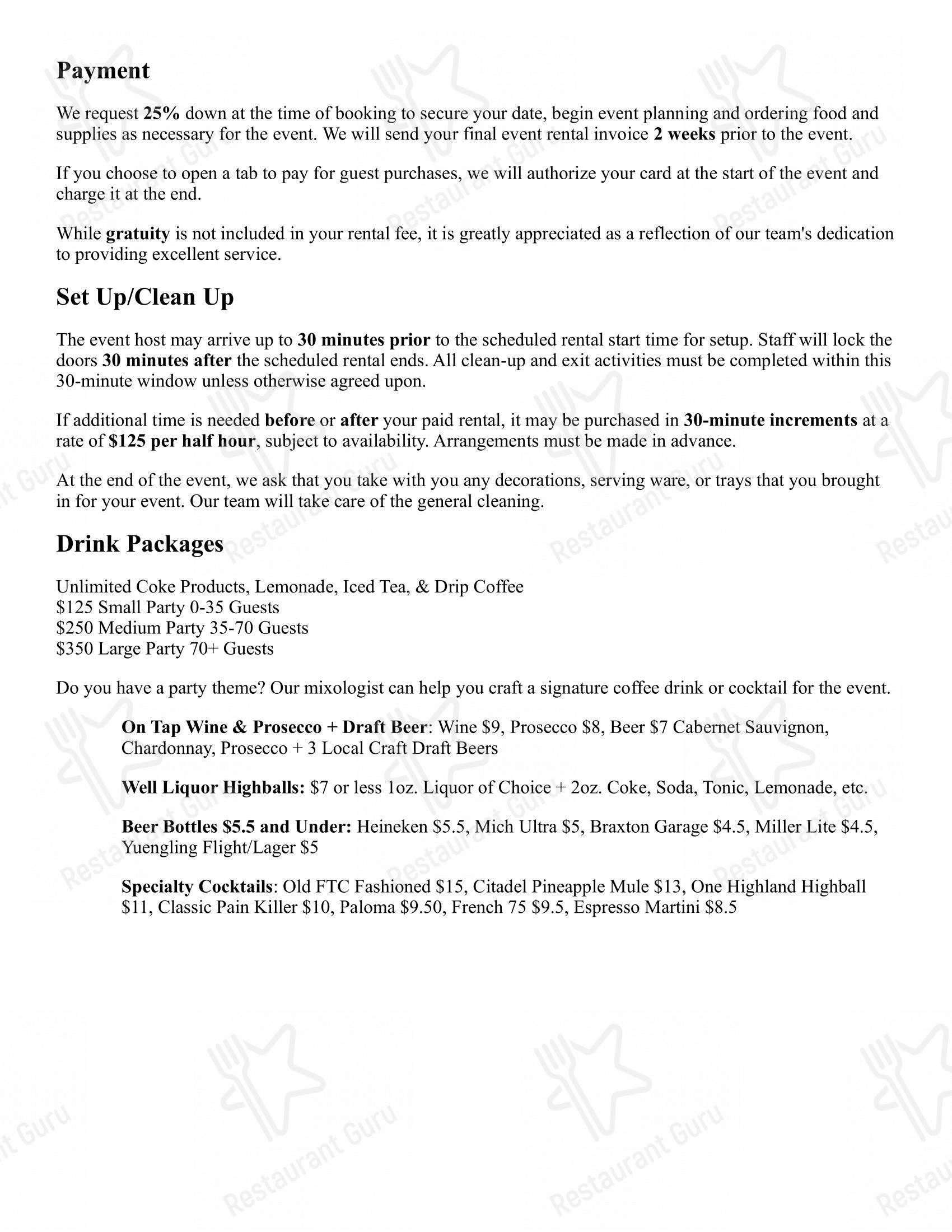 Menu at Fort Thomas Coffee pub & bar, Fort Thomas, 1 Highland Ave Suite A