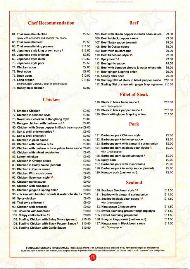 Menu at Fortune Inn fast food, Hove