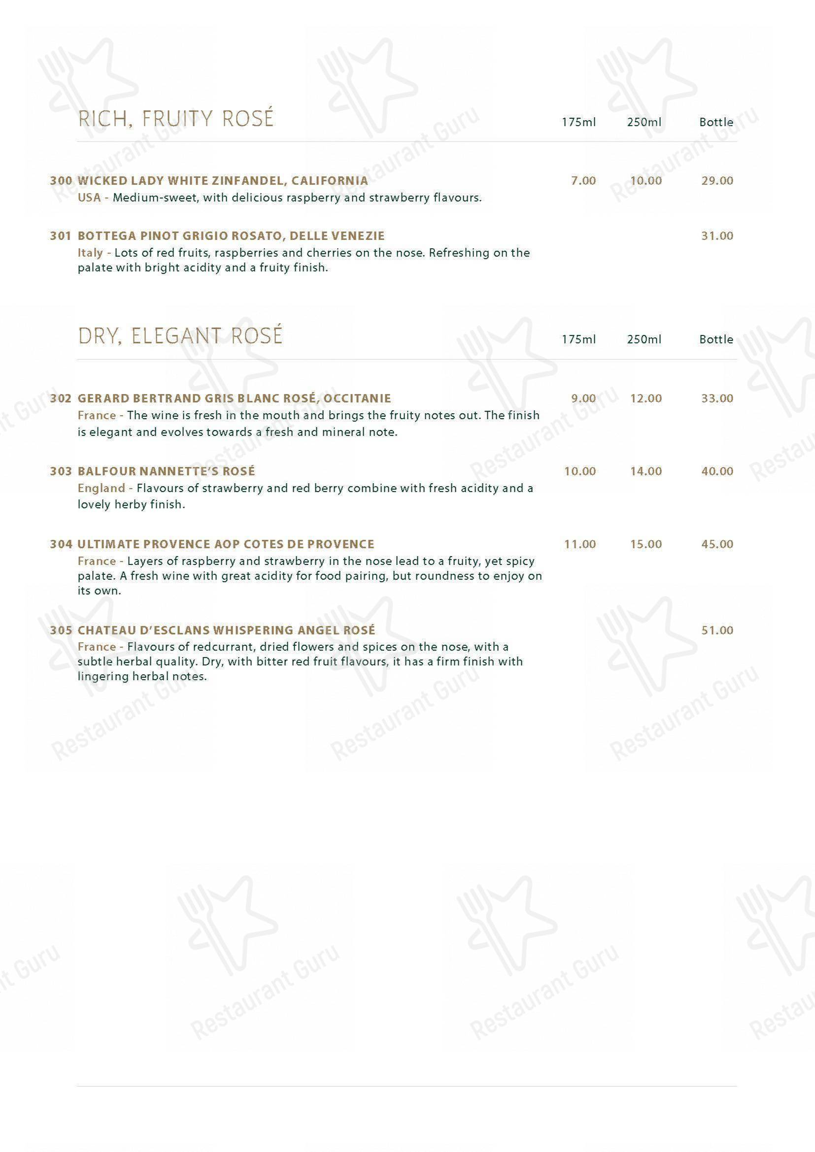 Menu at Fourteen Sky Bar & Restaurant, Milton Keynes
