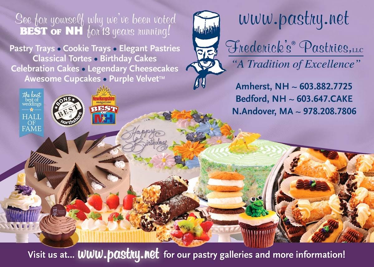 Menu at Frederick's Pastries cafe, Amherst