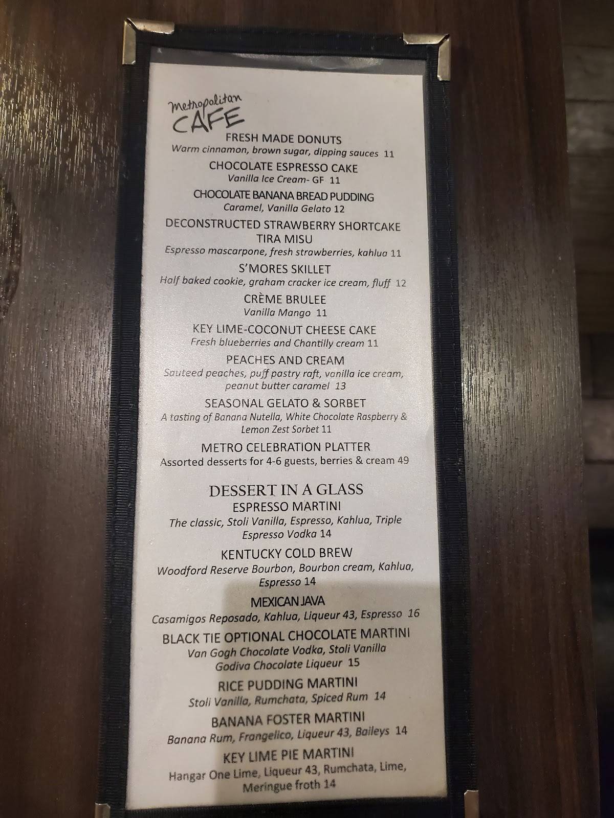 Menu at Metropolitan Cafe, Freehold