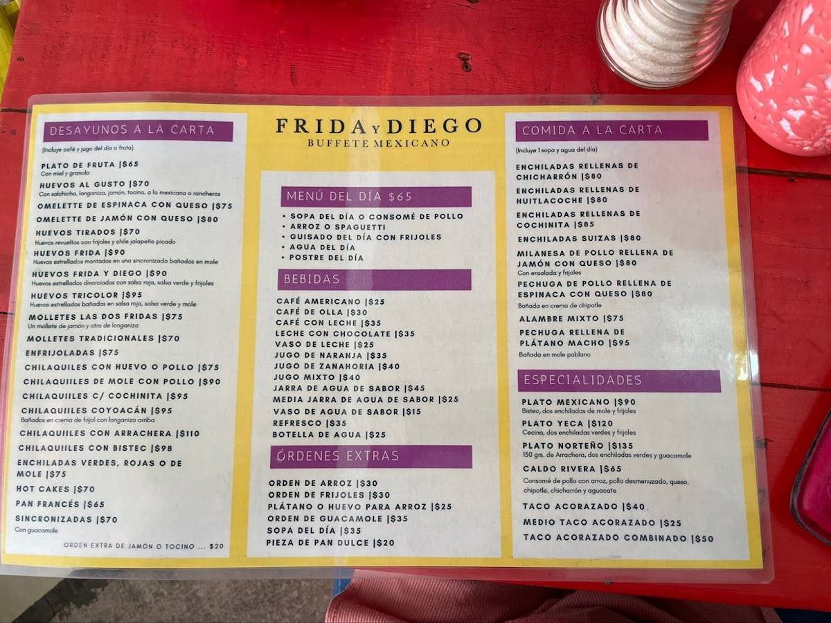 Menu at Frida y Diego Restaurante Mexicano, Cuernavaca