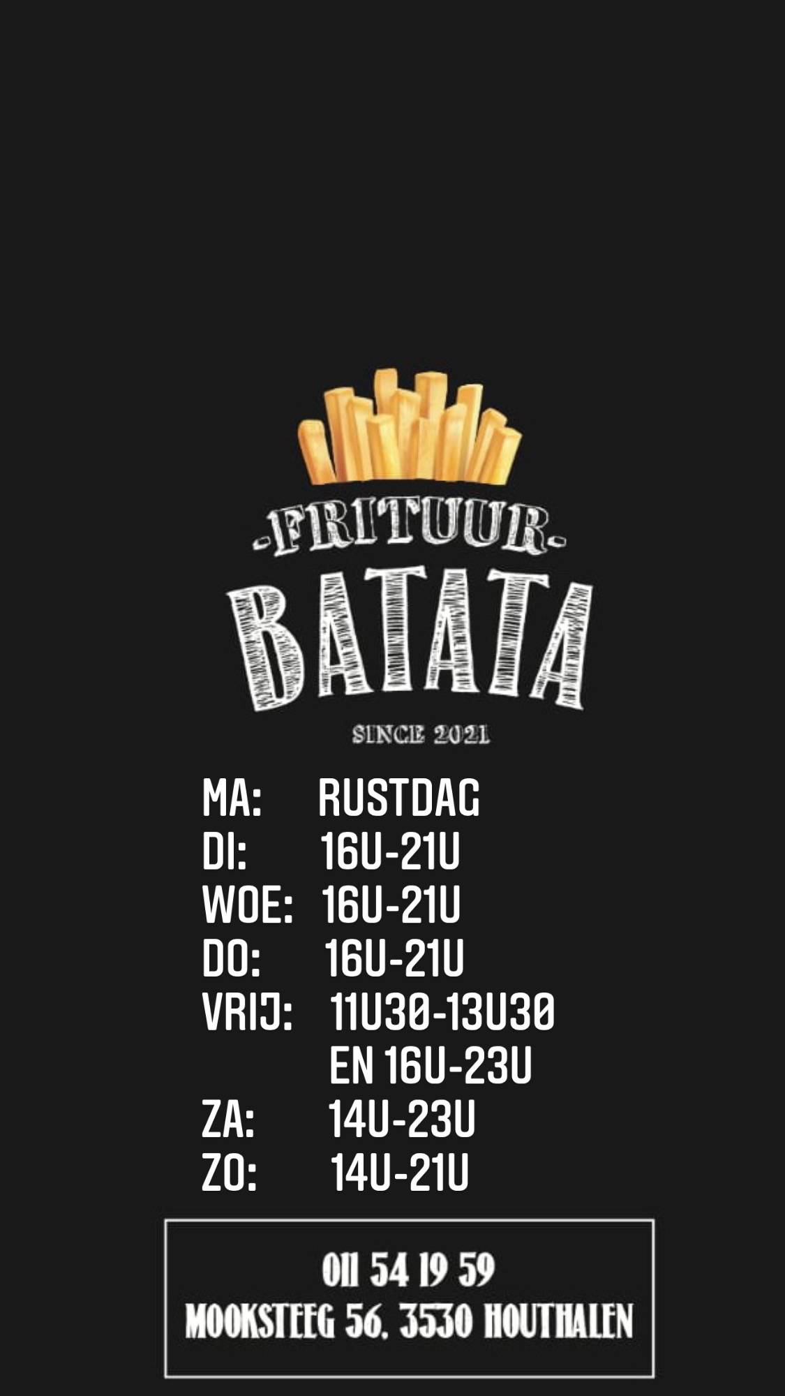 Menu at Frituur Batata, Houthalen-Helchteren