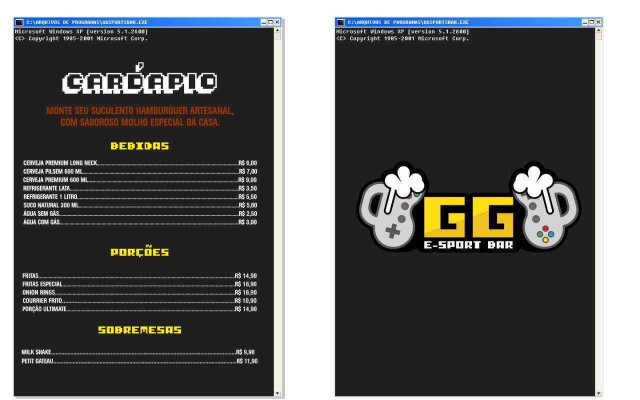 Menu em GG E-SPORT BAR, Araguari
