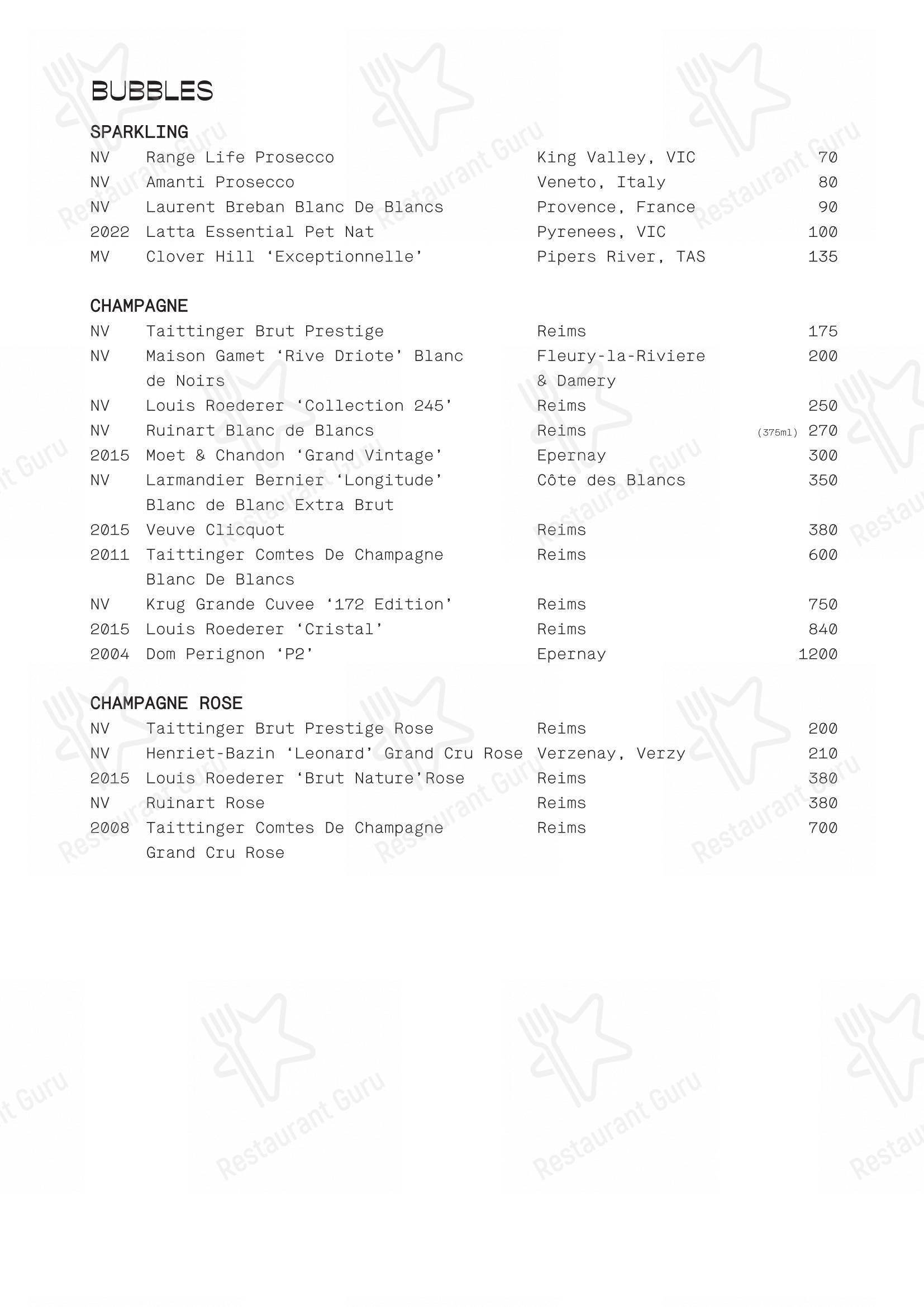 Menu at GRECA restaurant, Brisbane City