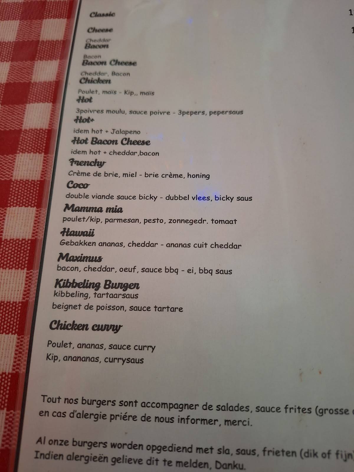 Menu at Gabriel's salt 'n sweet diner, De Panne