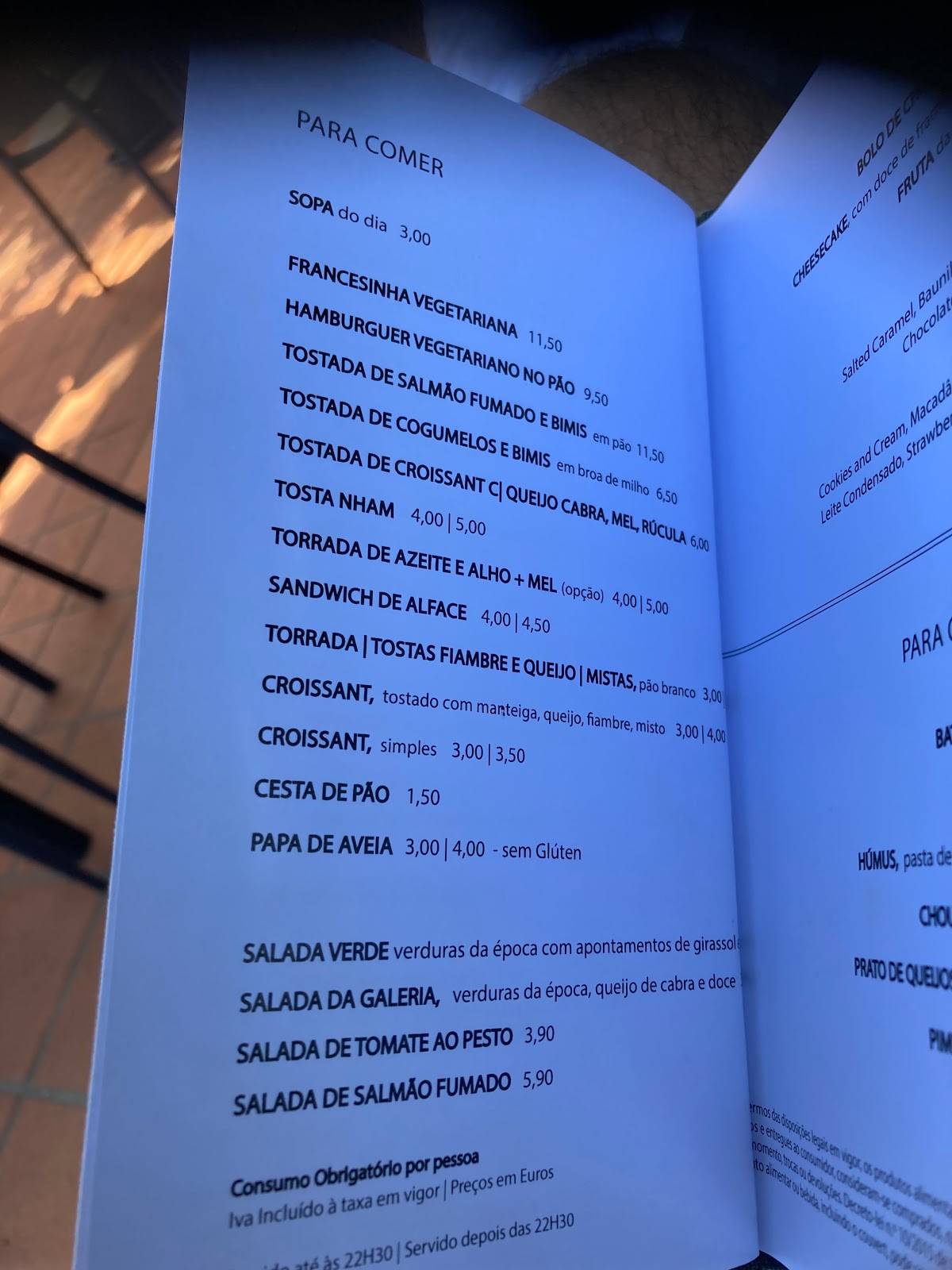 Menu em Galeria Santa Clara pub & Bar, Coimbra