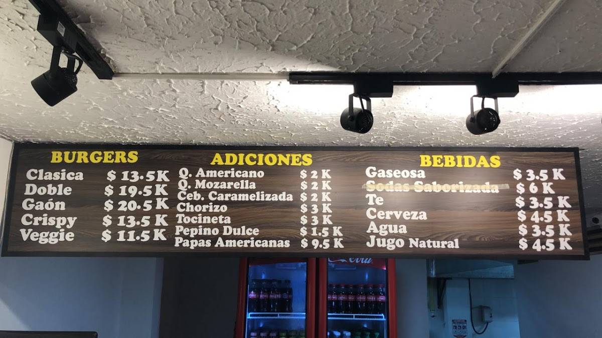 Carta del restaurante Gaón Artesanal Burger - Capri, Cali