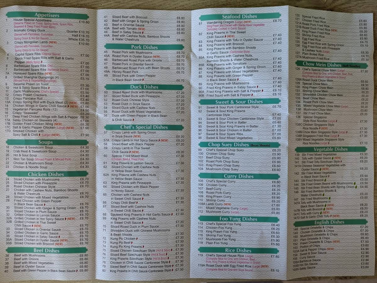 Menu at Gardenia fast food, Tiptree