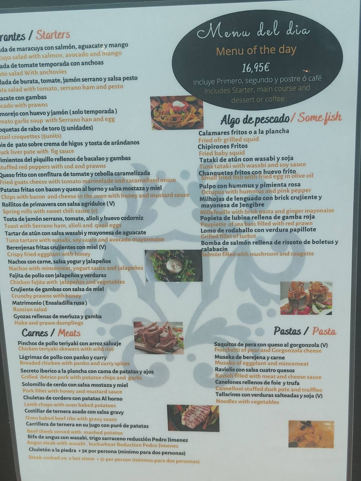 Menu at Gastrobar Martin Morales, Mojácar