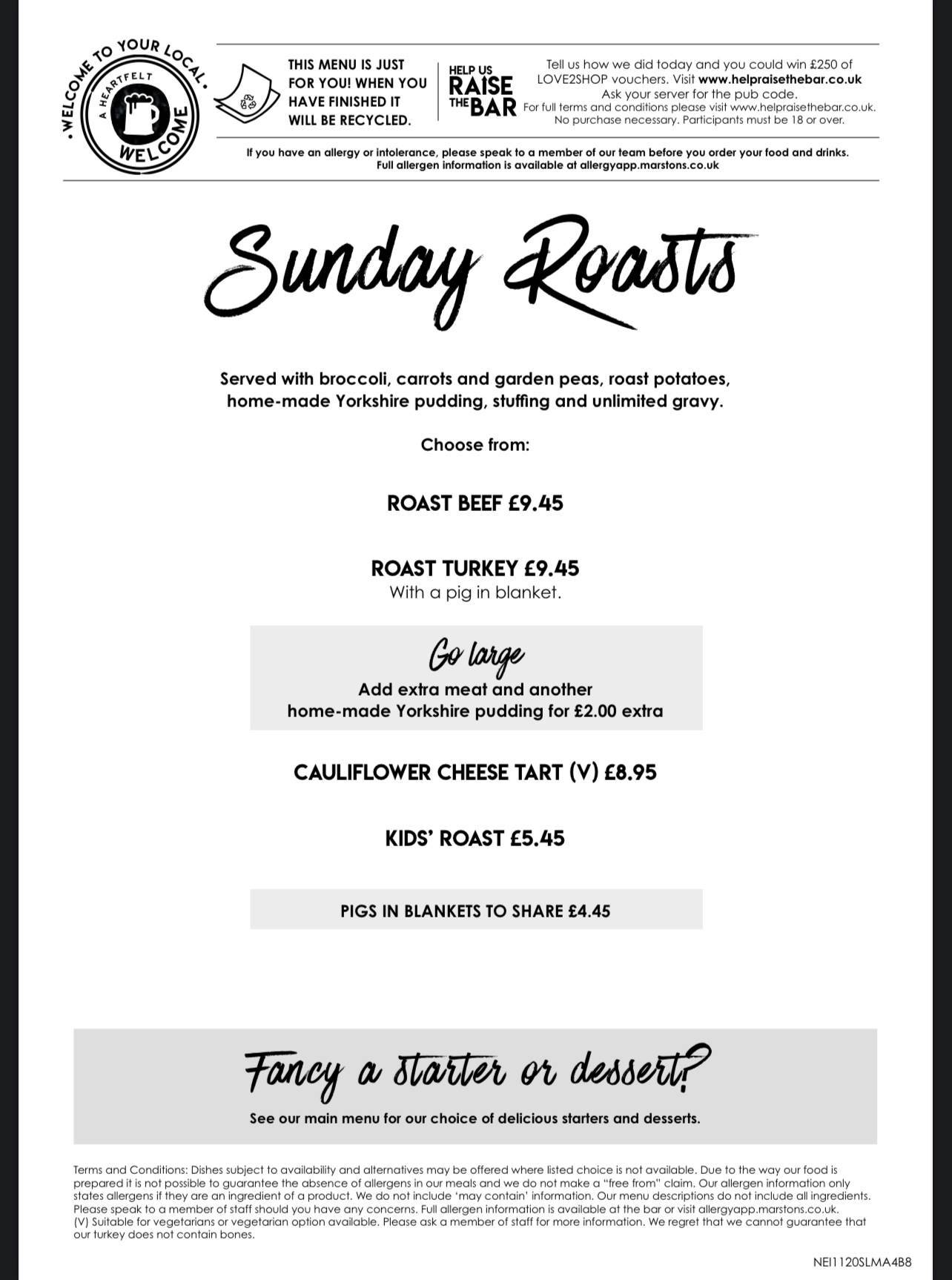 Menu at Generous gorge pub & bar, Birmingham
