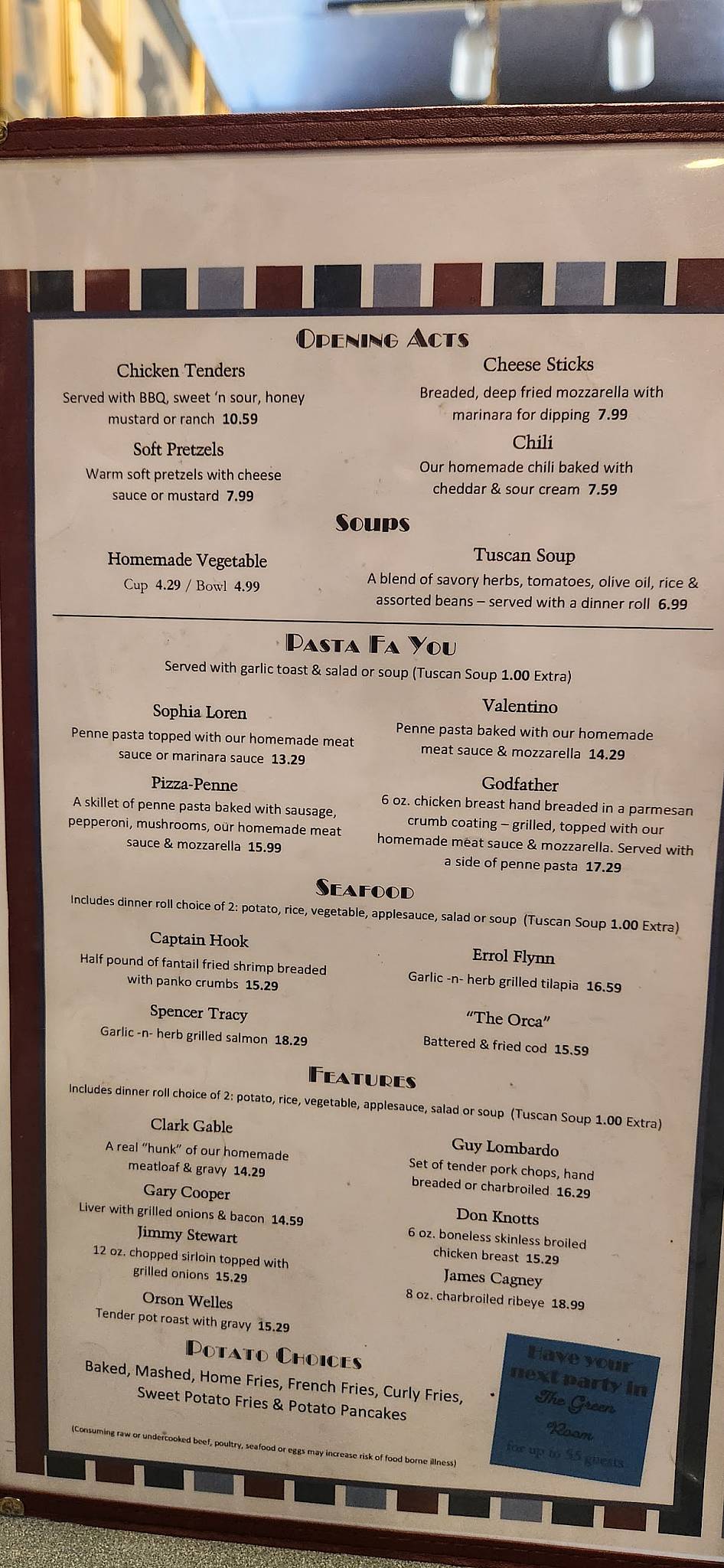 Menu at Gene's Place To Dine restaurant, Cleveland