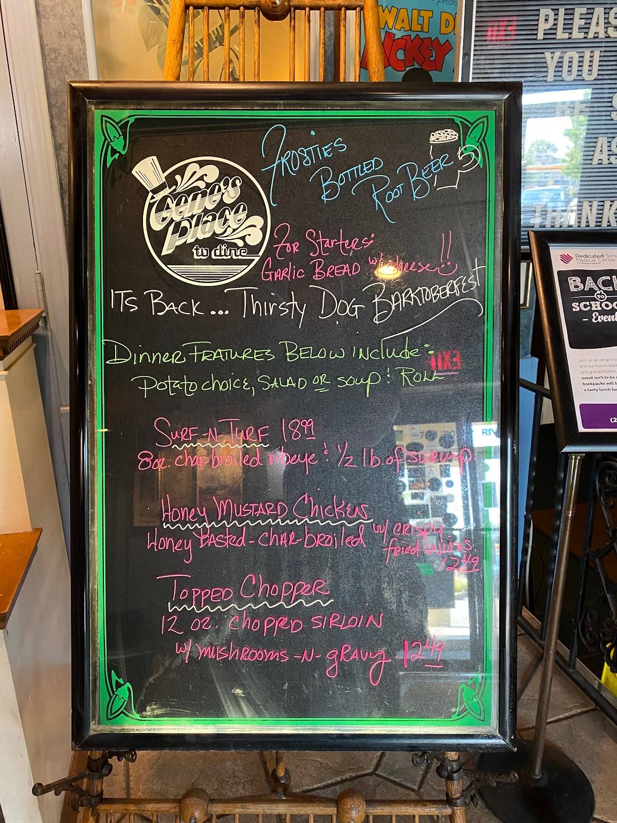 Menu at Gene's Place To Dine restaurant, Cleveland