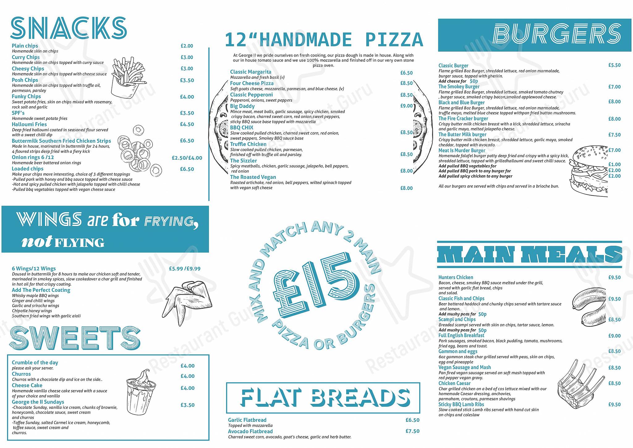 Menu at George Ⅱ pub & bar, Luton