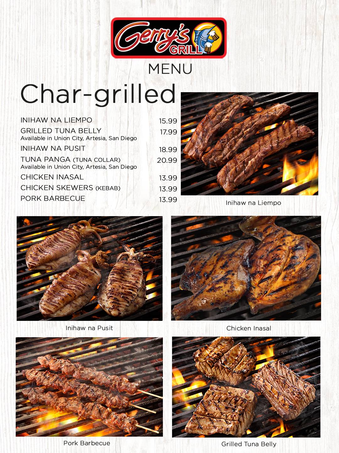 Menu at Gerry's Grill restaurant, Artesia, South St #107