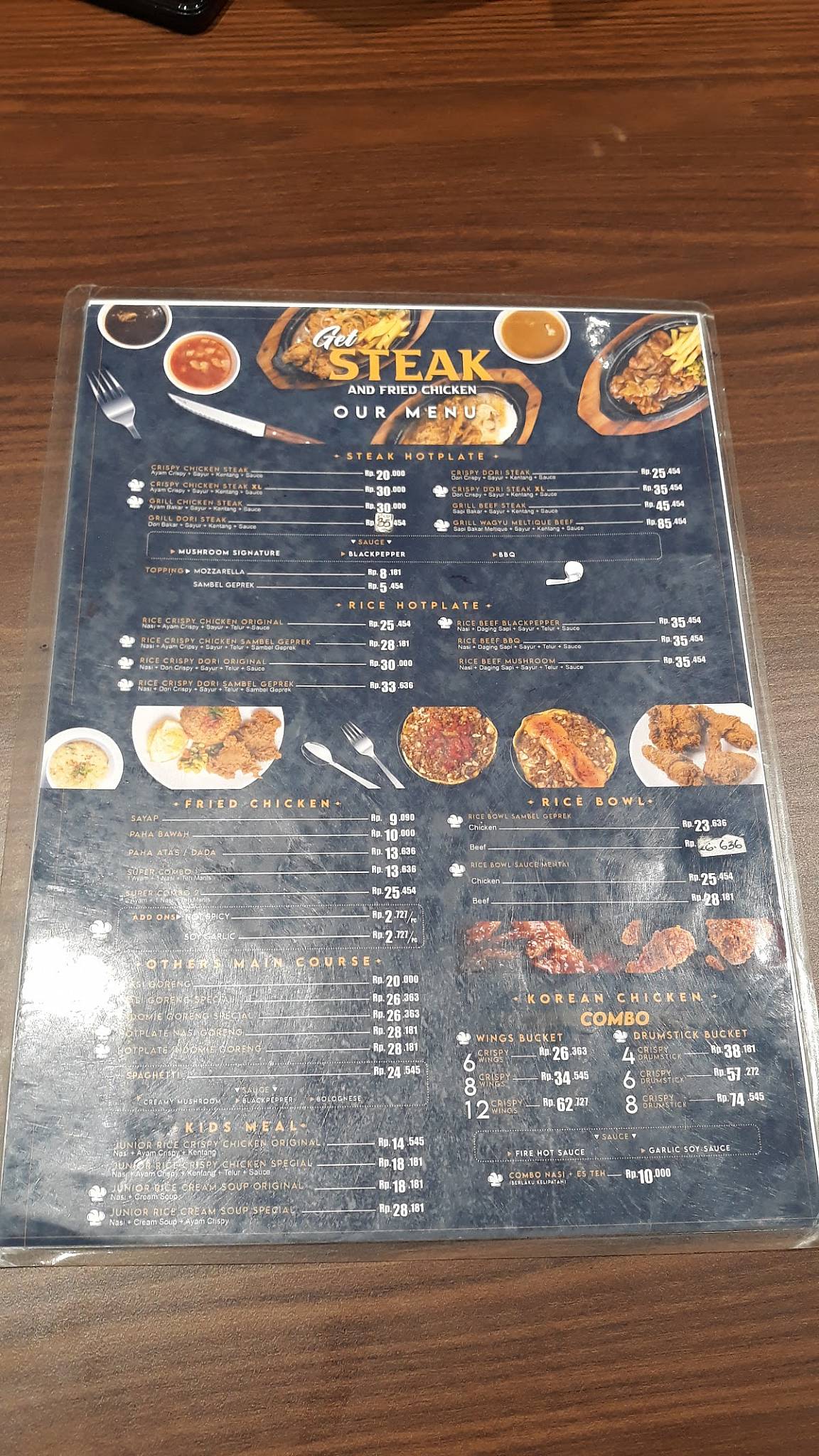 Carta del restaurante Get Steak And Fried Chicken Amir Hamzah, Medan
