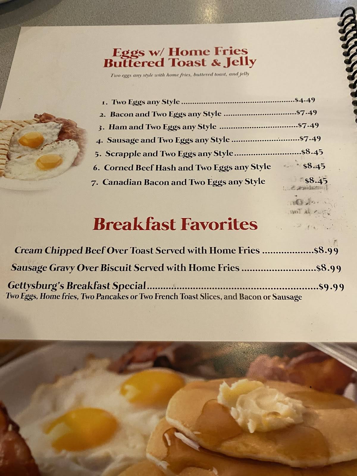 Menu at Gettysburg Family Restaurant, Gettysburg, York St #5
