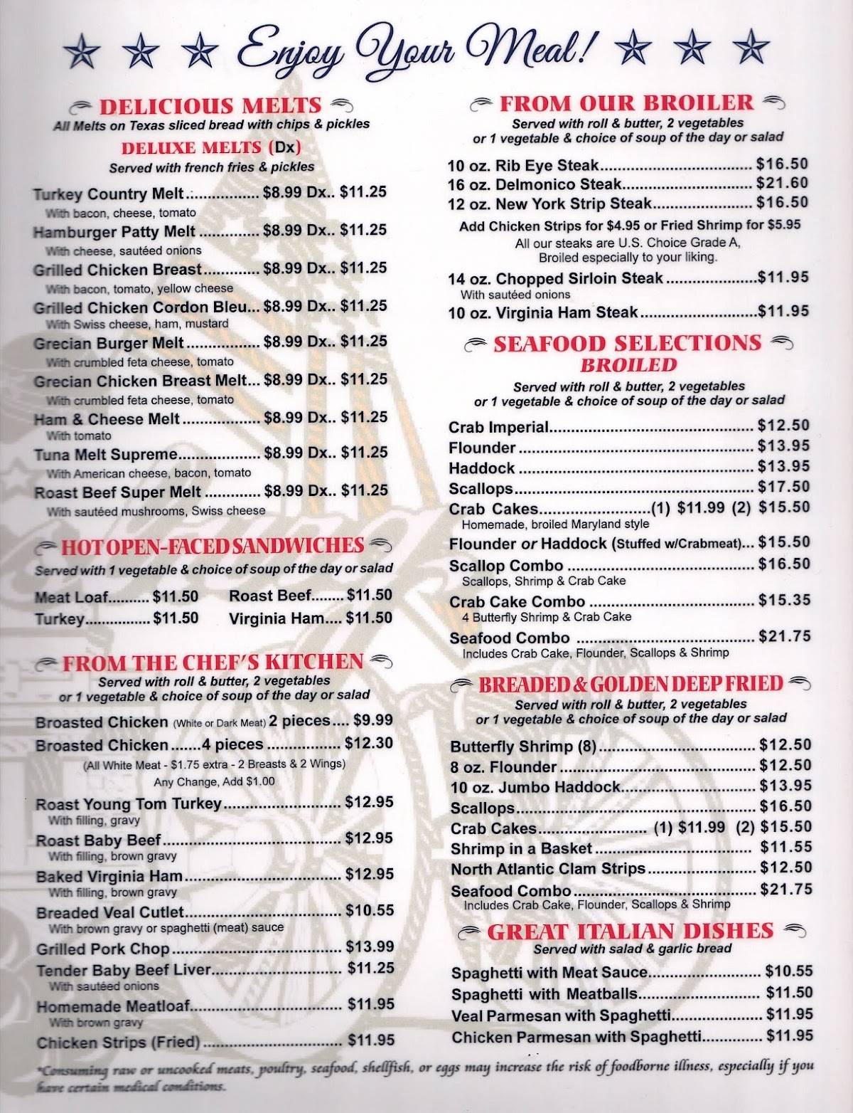 Menu at Gettysburg Family Restaurant, Gettysburg, York St #5