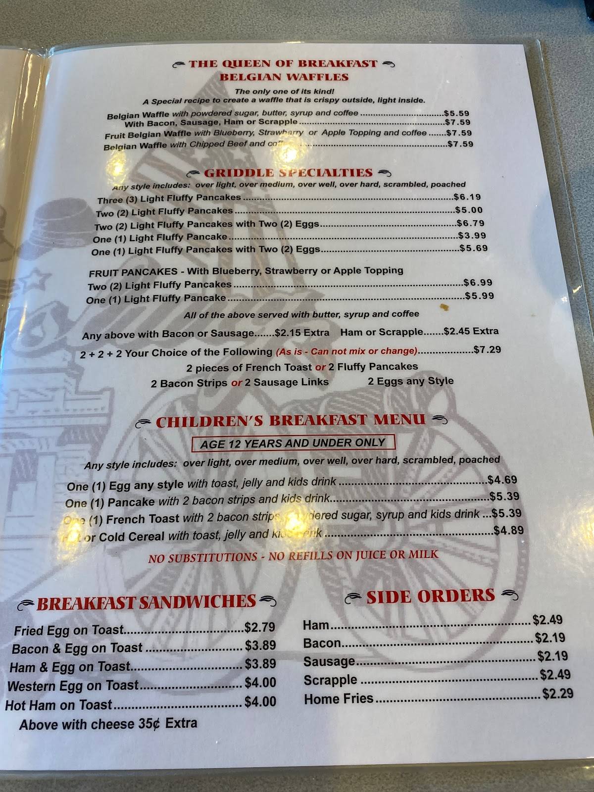 Menu at Gettysburg Family Restaurant, Gettysburg, York St #5