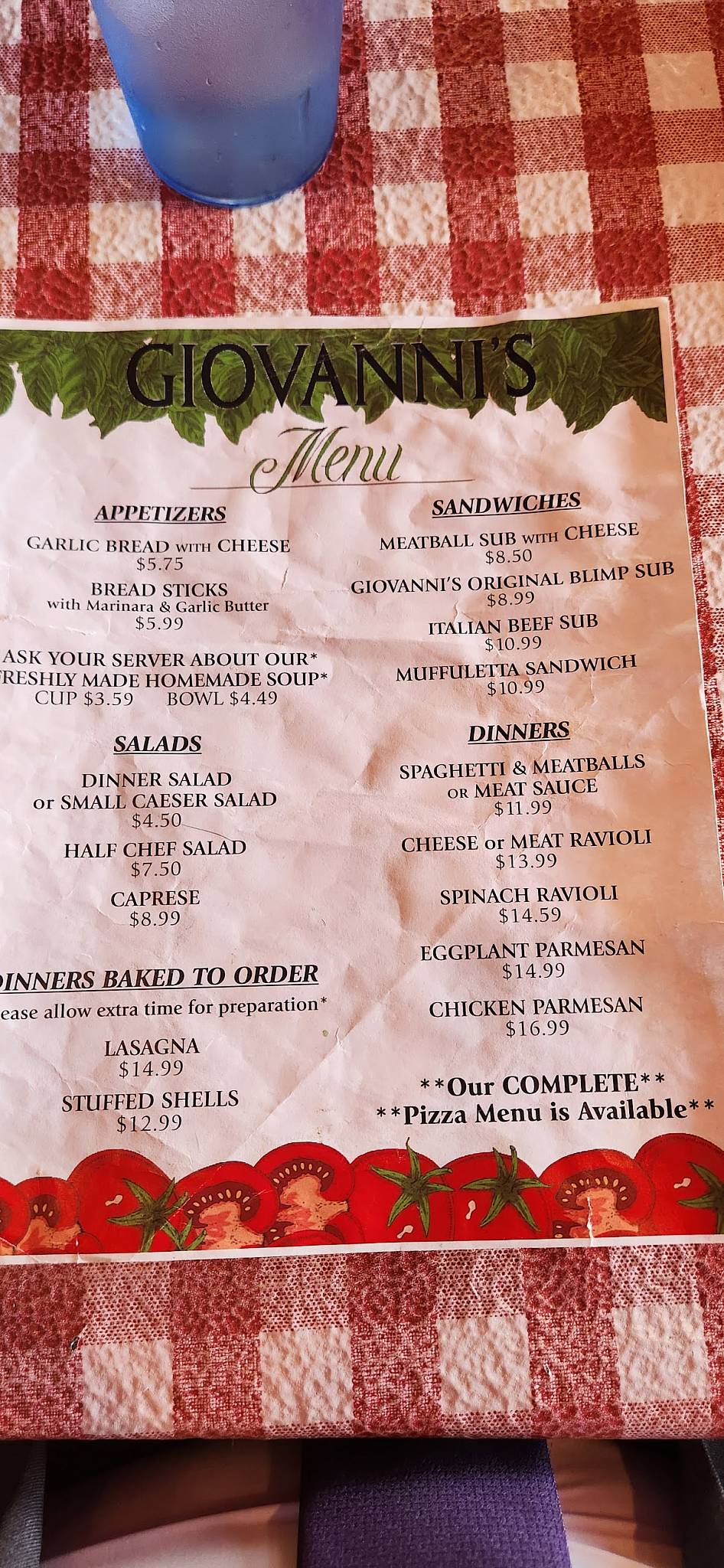 Menu at Giovanni's pub & bar, Fairborn, 215 W Main St