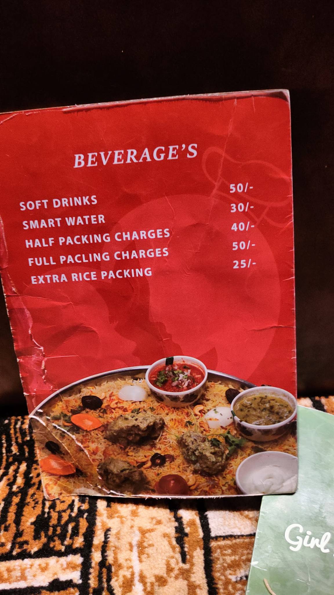 Menu at Girlfriend Mandi, Hyderabad, H no 1