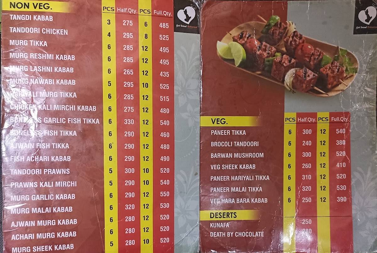 Menu at Girlfriend Mandi, Hyderabad, High Tech High Tech