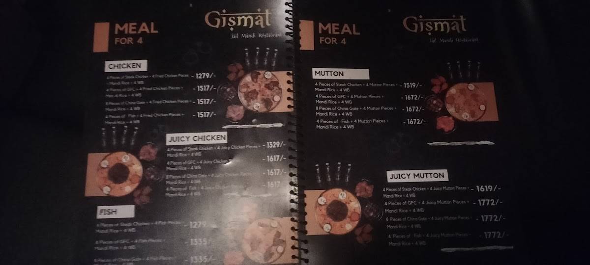 Menu at Gismat Jail Mandi Pragathi Nagar, Hyderabad