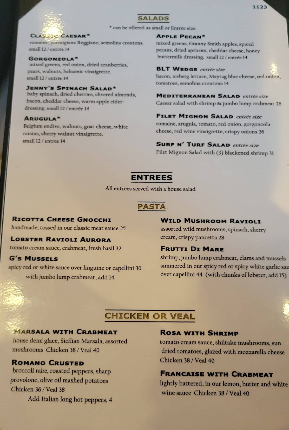 Menu at Giumarello's Restaurant & G Bar, Haddon Township