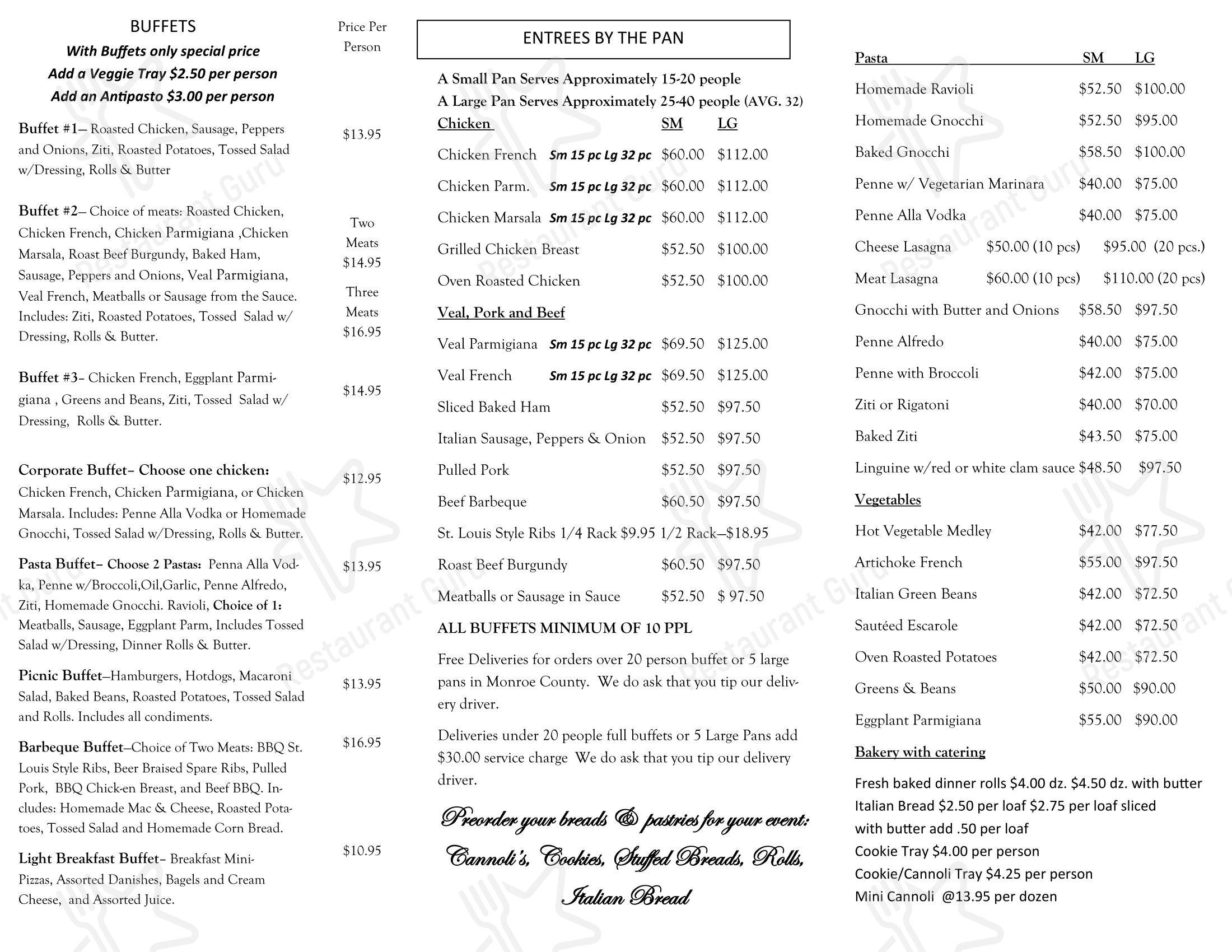 Menu at Giuseppe's pizzeria, Rochester, 50 Spencerport Rd
