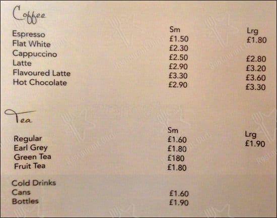Menu at Gizzi Espresso Bar, Glasgow
