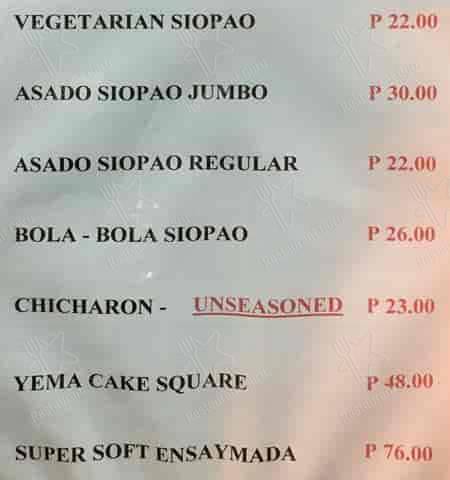 Menu at Globake Corporation, Pasig