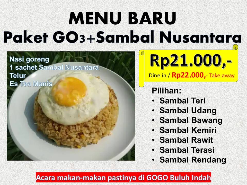 Menu at Gogo Fried Chicken Buluh Indah restaurant, Denpasar