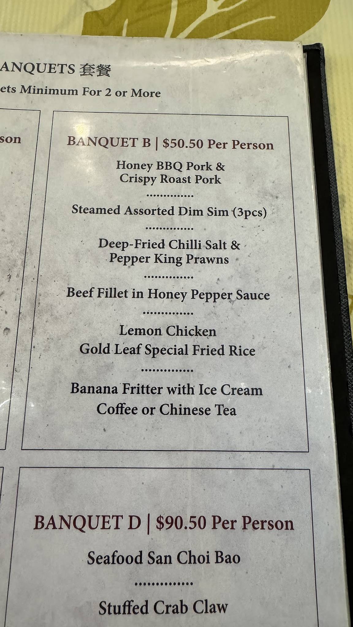Menu at Gold Leaf Restaurant, Springvale