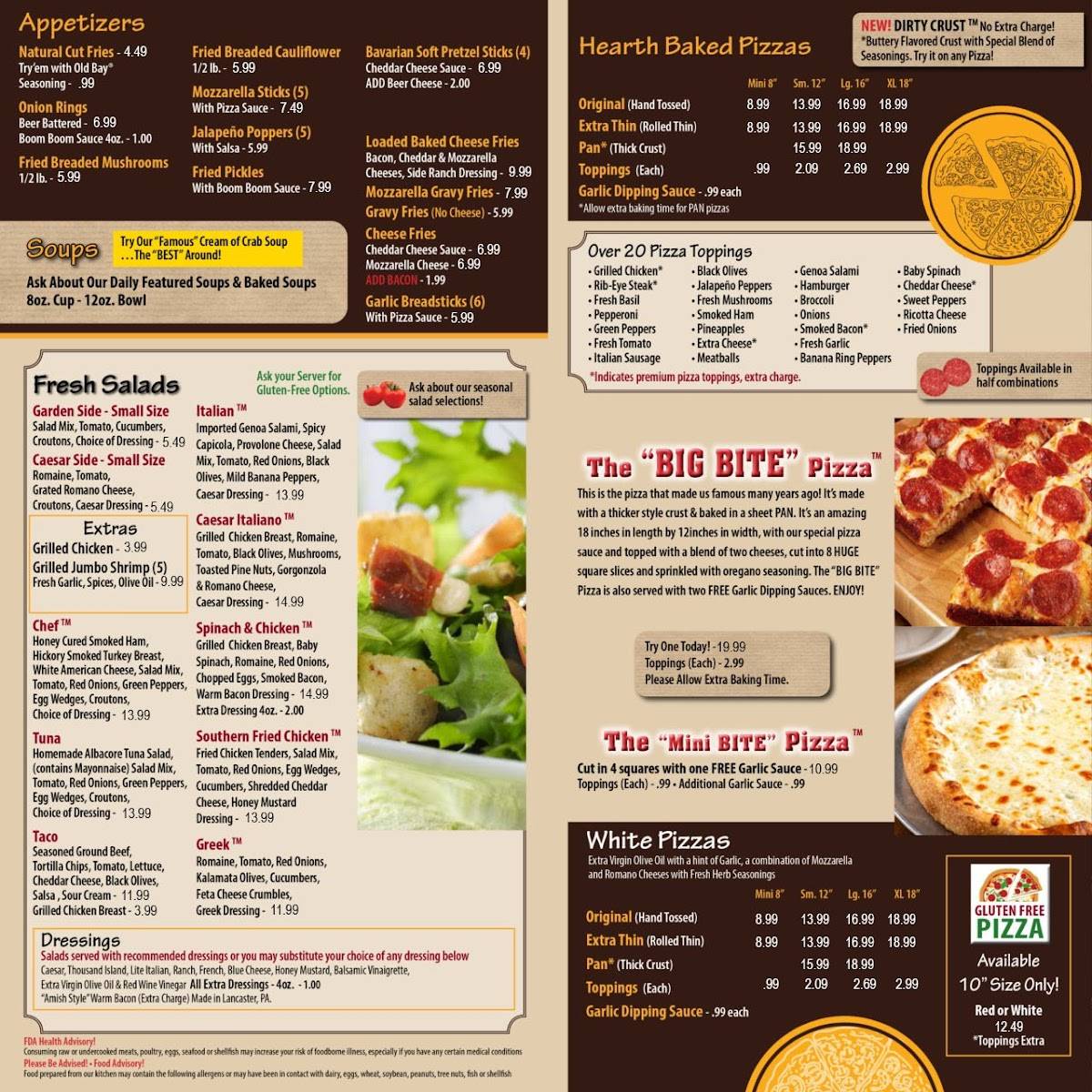Menu at Golden Crust Pizza pizzeria, Red Lion