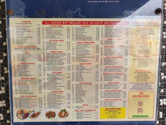 Menu at Golden Pool fast food, Camborne