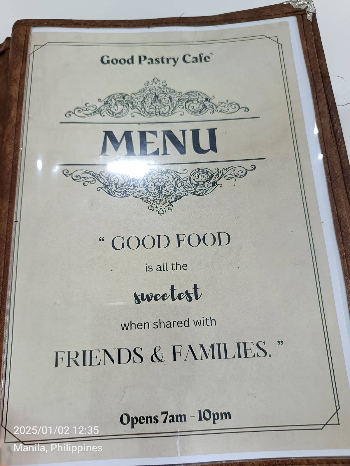Menu at Good Pastry Cafe, San Juan