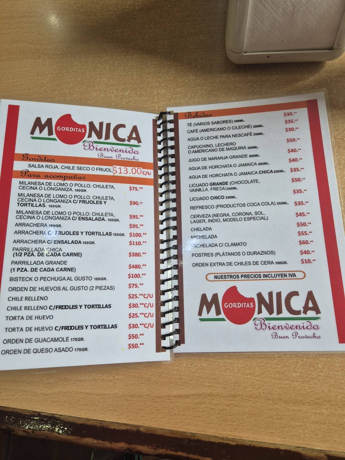 Menu at Gorditas Monica restaurant, Xalapa, Monterrey 42