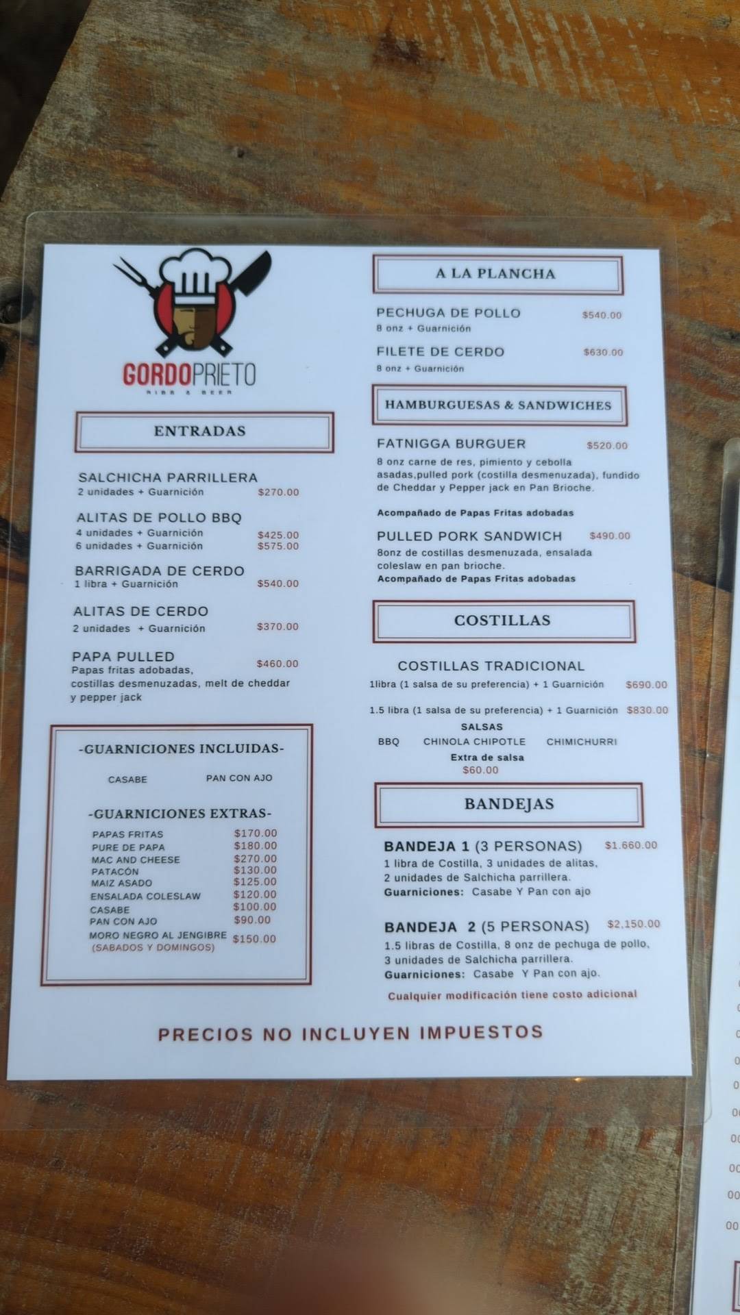 Carta del restaurante Gordo Prieto Ribs And Beer, Santiago De Los ...