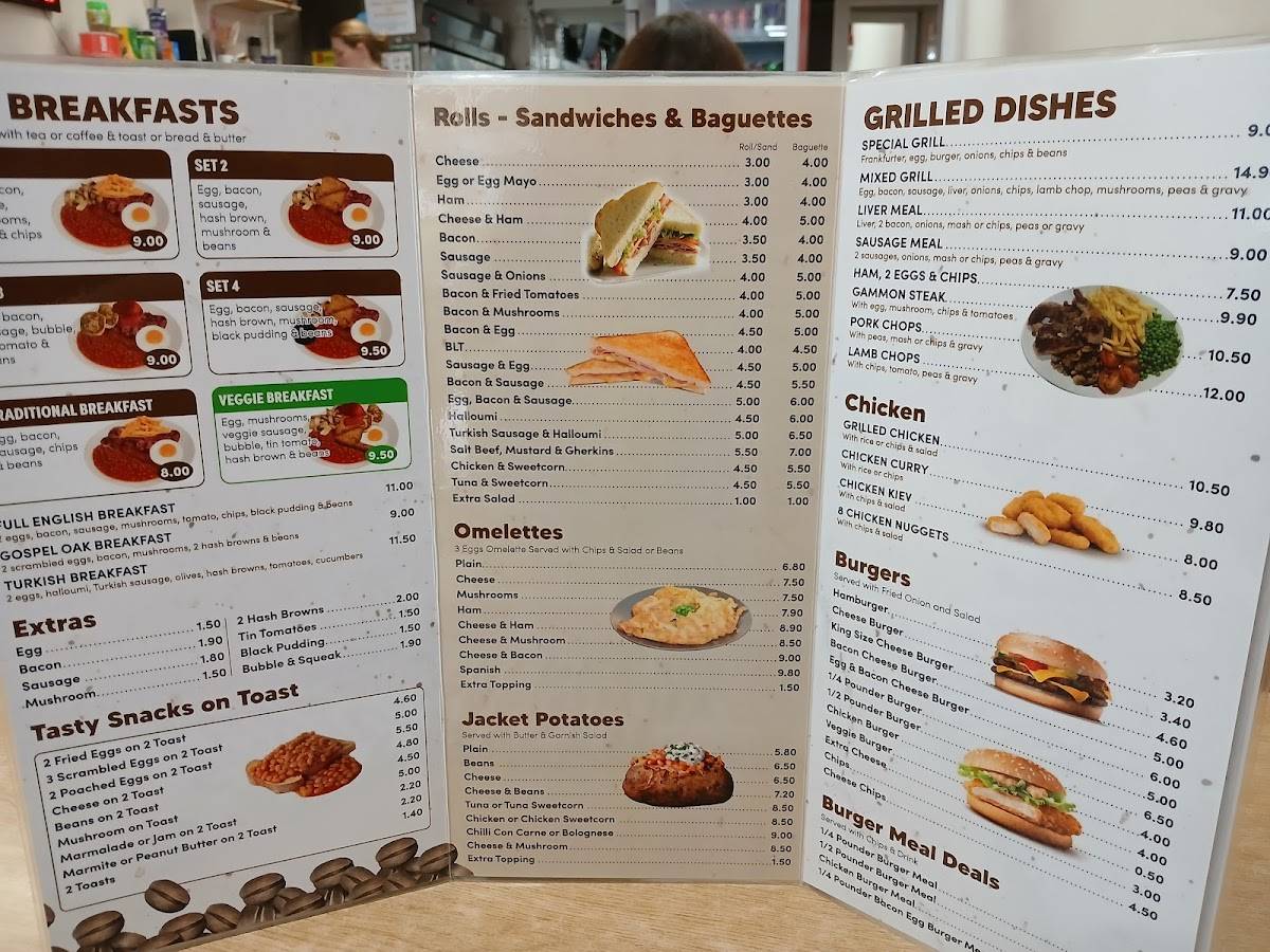 Menu at Gospel Oak Cafe, London