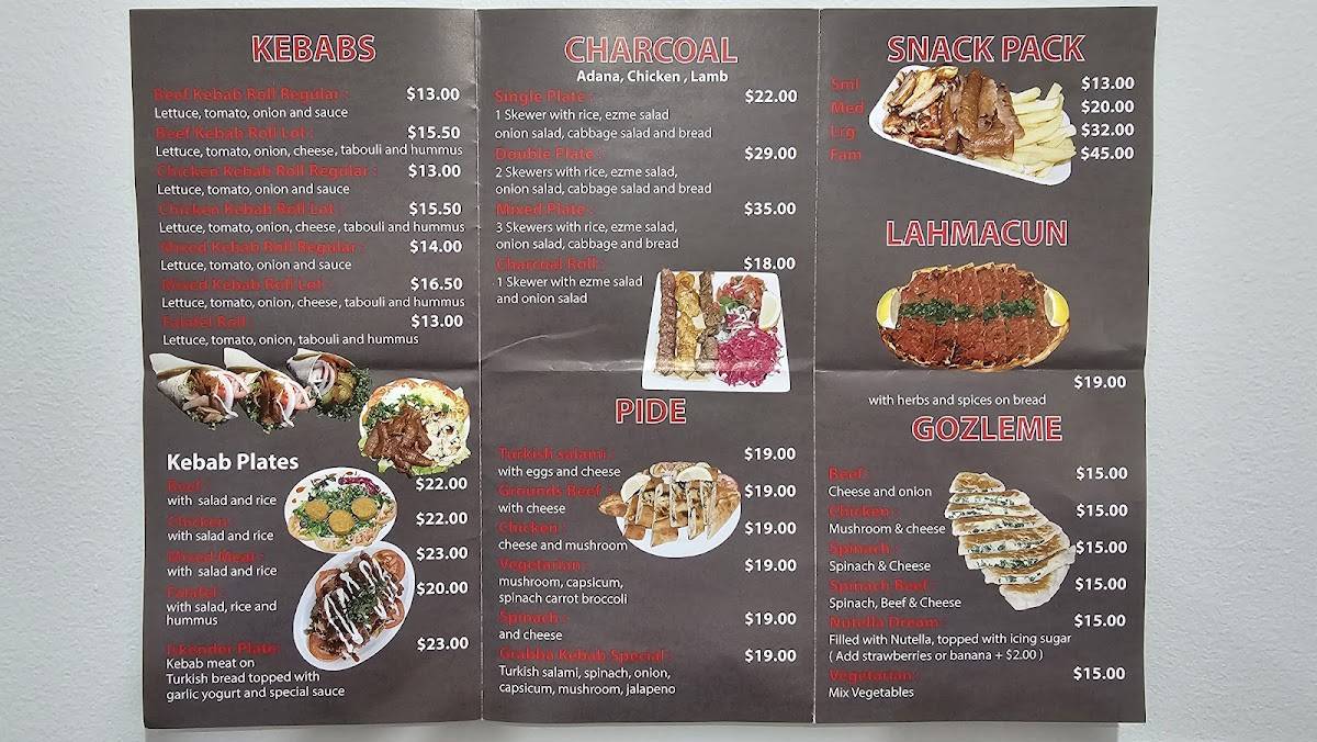 Menu at Grabba Kebab, Quakers Hill restaurant, Quakers Hill