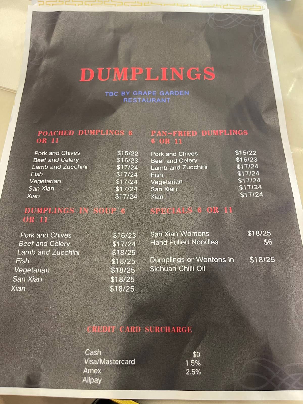 Menu at Grape Garden Restaurant 葡萄園, Potts Point