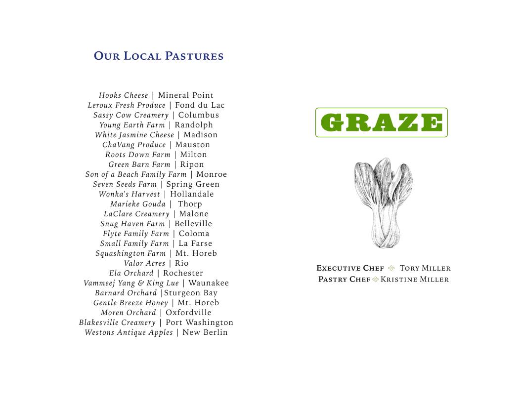 Menu at Graze Restaurant, Madison