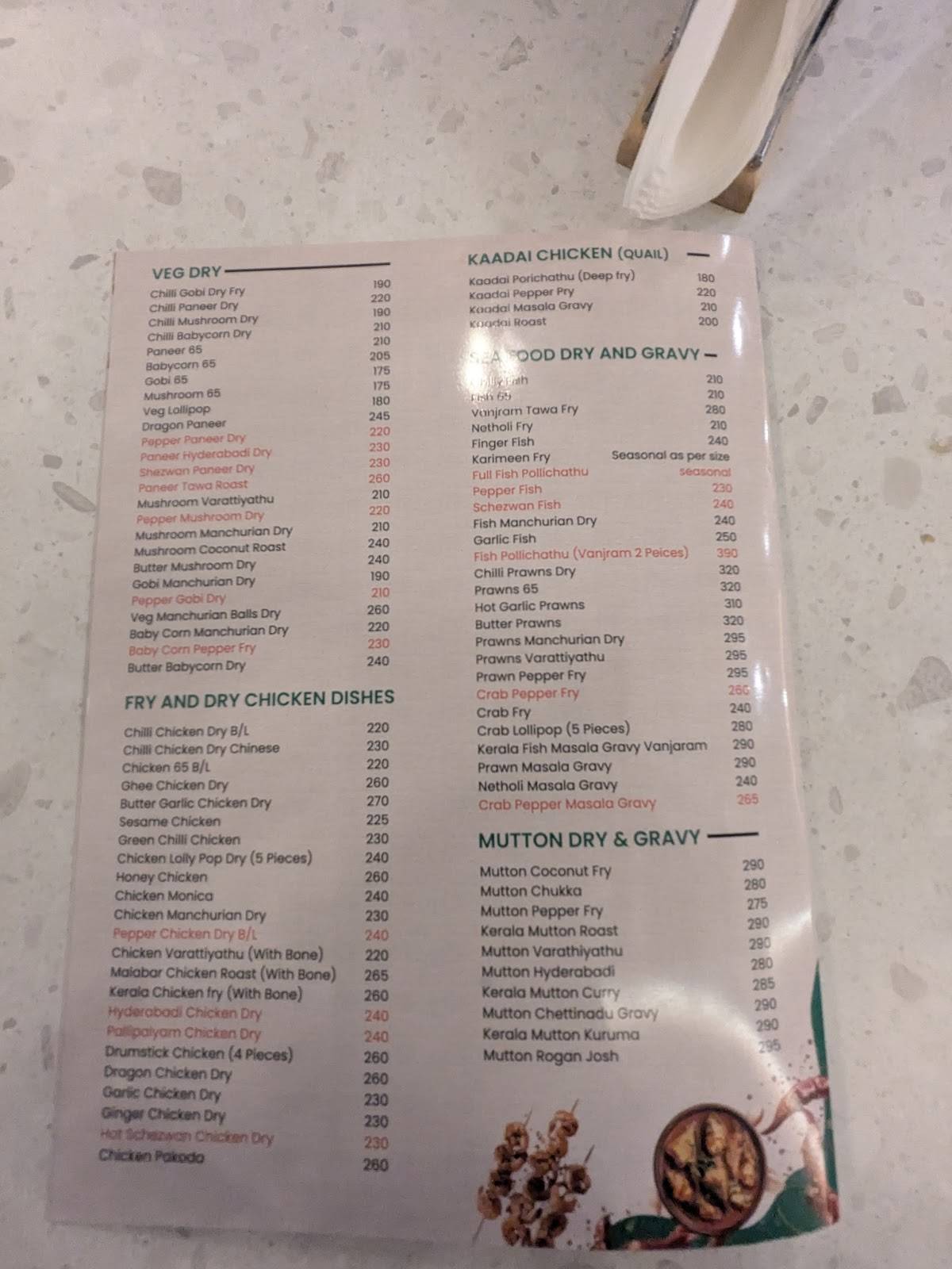 Menu at Green Tree Restaurant, Coimbatore