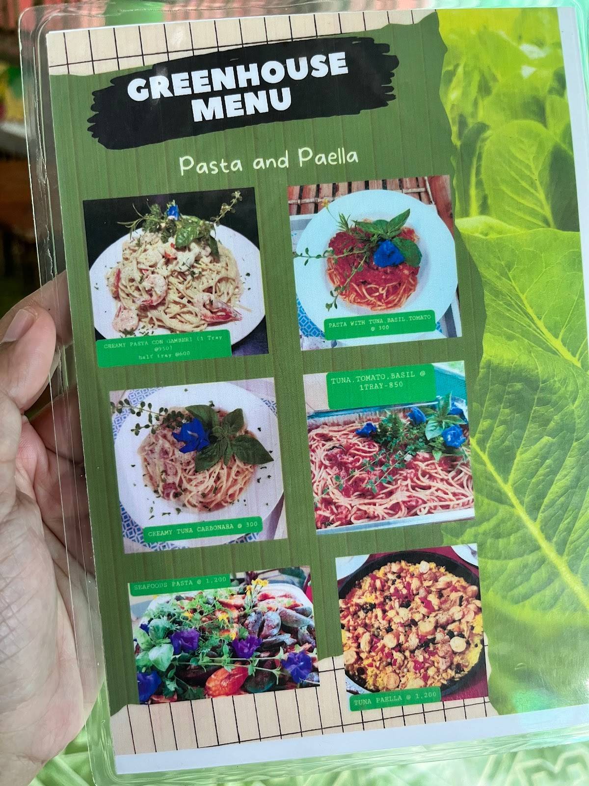 Menu at Greenhouse Cafe, Malaybalay City