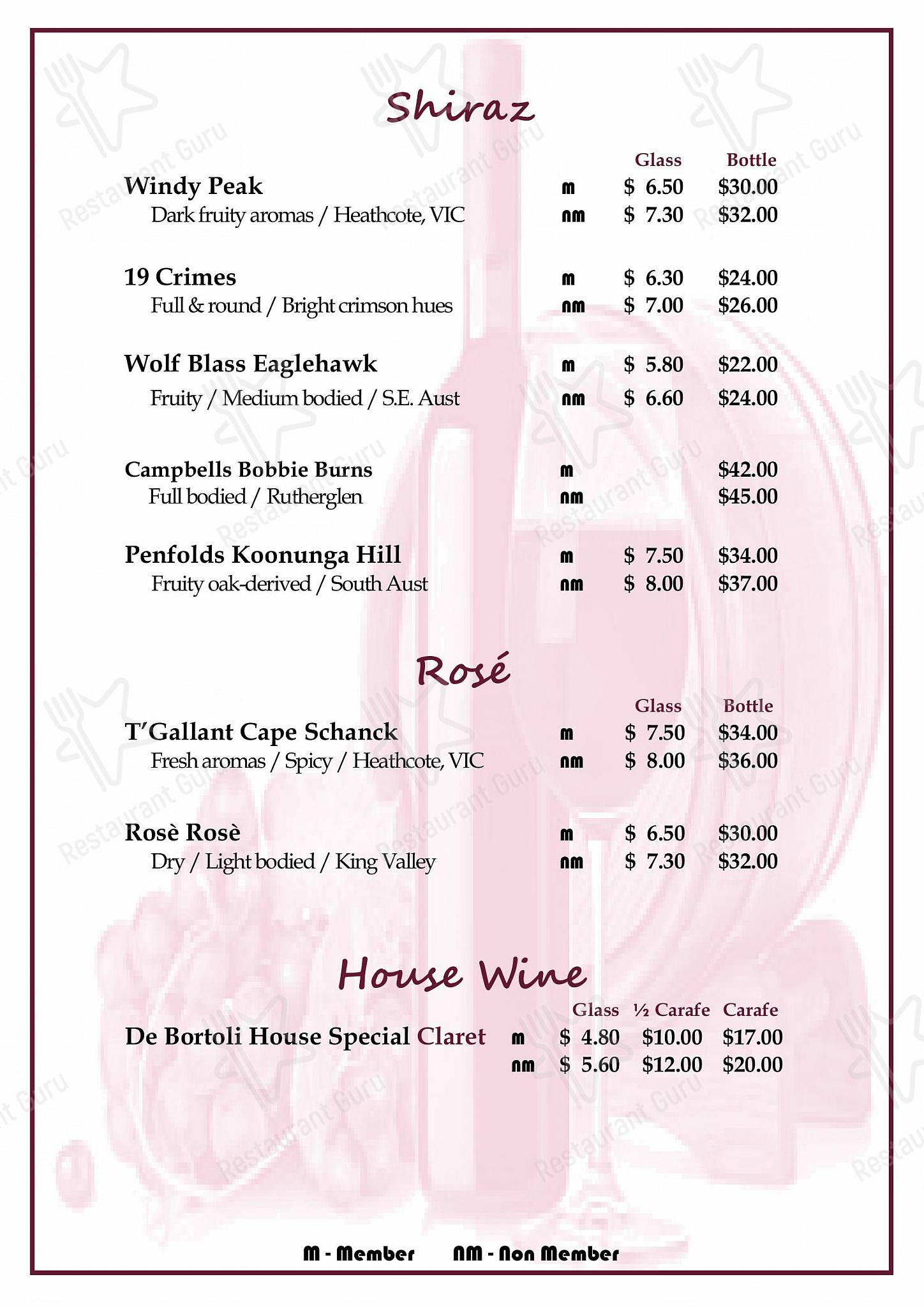 Menu at Greensborough RSL pub & bar, Greensborough
